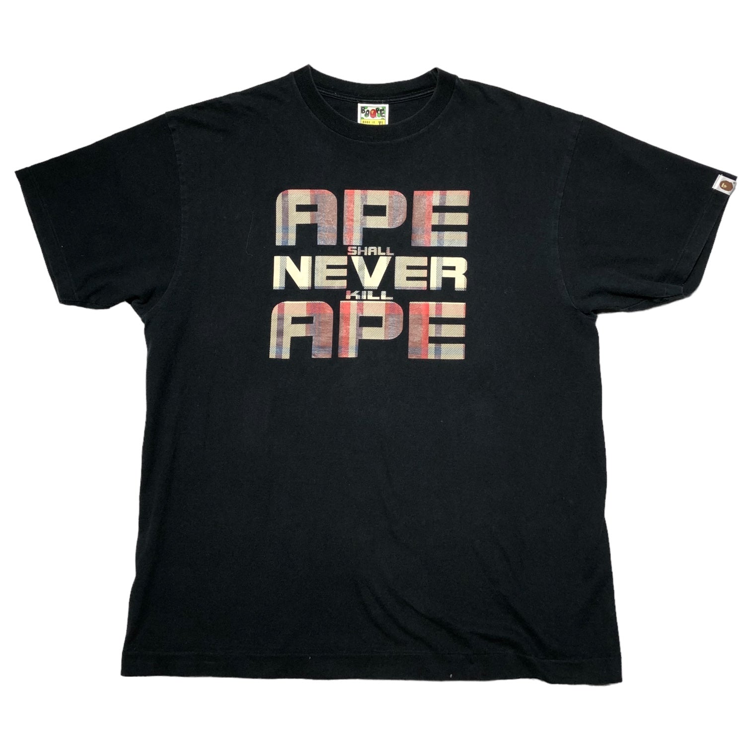 A BATHING APE(アベイシングエイプ) 00's APE SHALL NEVER KILL APE Tシャツ XL ブラック×ピン