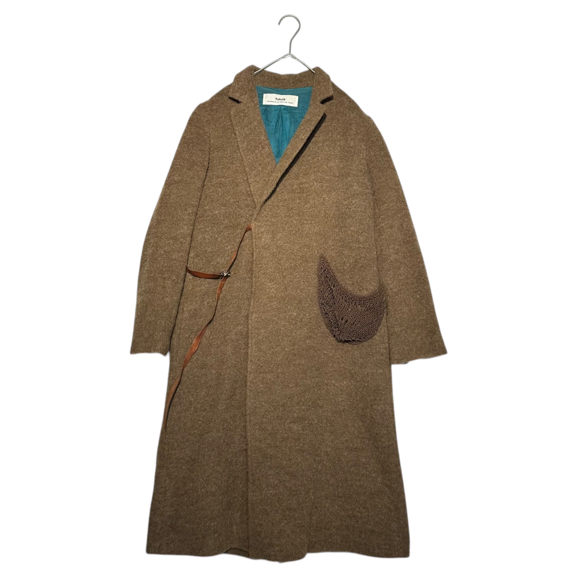 Tabrik(タブリク) Shetland wool knit pocket side belt coat シェットランドウール ニットポケ