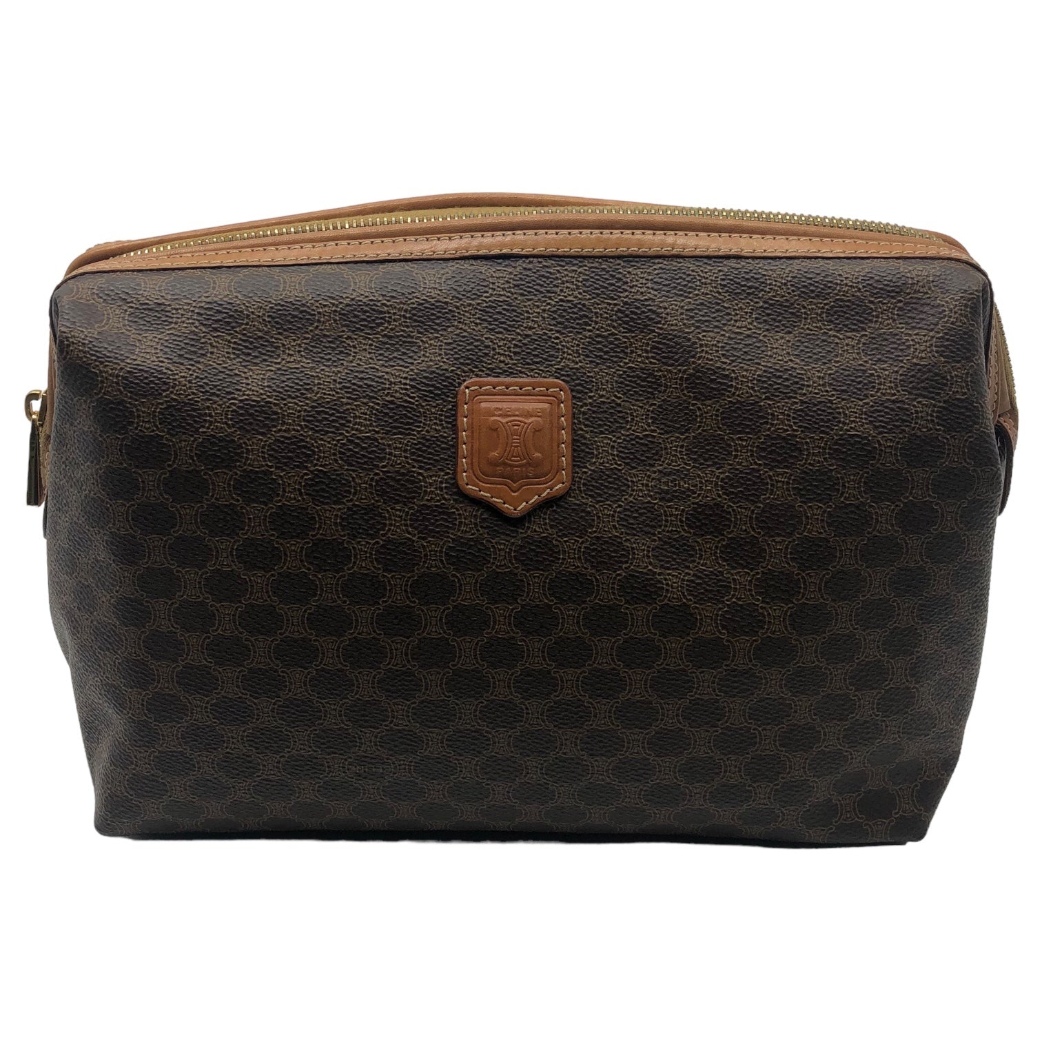 CELINE(セリーヌ) マカダム柄 セカンド バッグ ポーチ MC98/1 ブラウン イタリア製 OLD CELINE