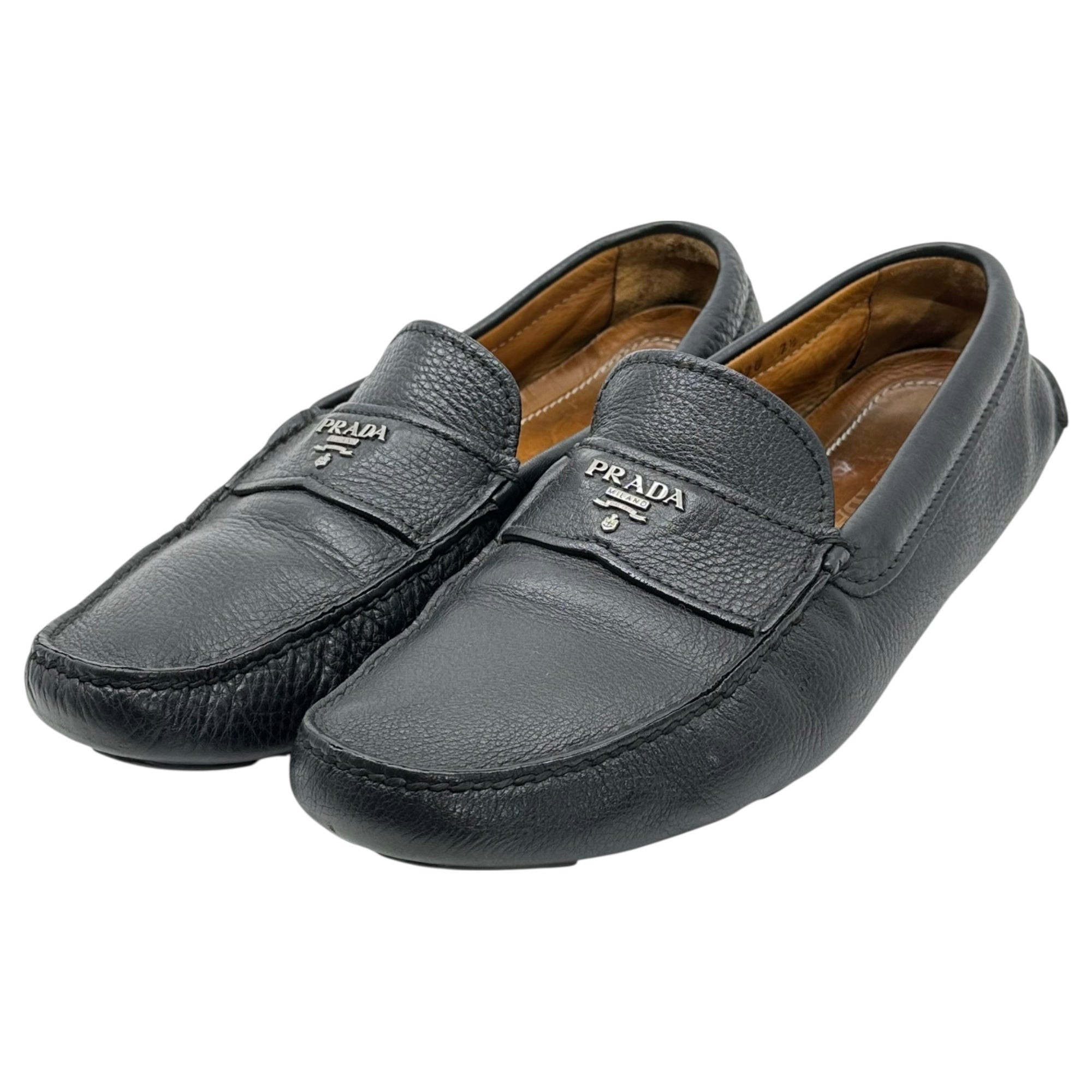 PRADA(プラダ) Emblem Logo Leather Driving Shoes エンブレム ロゴ レザー ドライビング シューズ